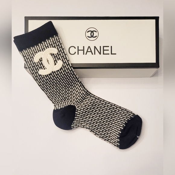 CHANEL | Accessories | Chanel Black And White Socks | Poshmark
